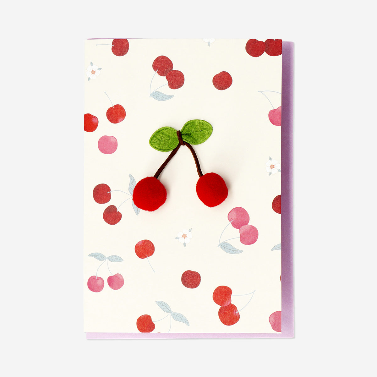 Greetings card - Cherries with pom poms | Flying Tiger Copenhagen