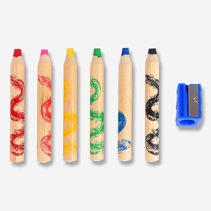 Vibrant Oil-Based Pencil Crayon Set – 6 Colors & Sharpener | Flying ...